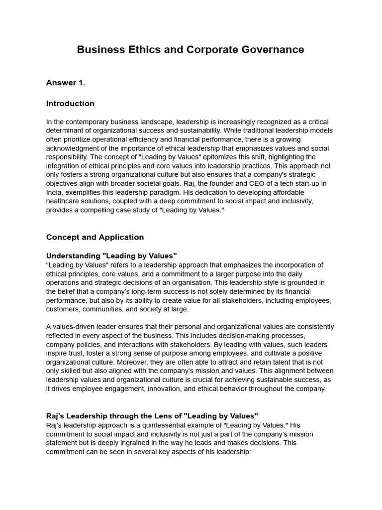 Business Ethics and Corporate Governance | PDF | Shareholder Value ...