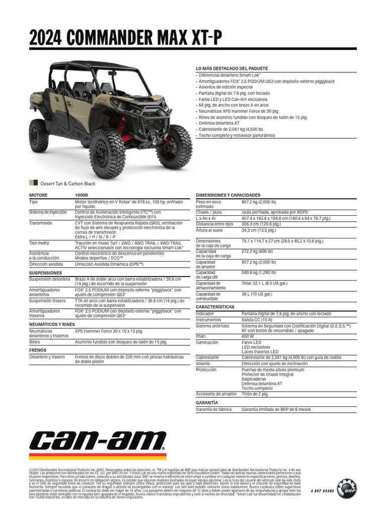 Ficha Tecnica Commander Max XTP 2024 | PDF | Tracción en las cuatro ...