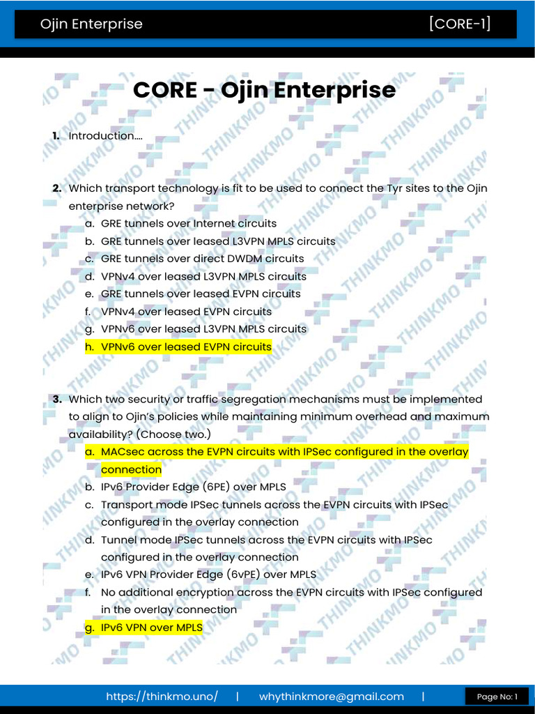 CORE-1-Ojin Enterprise | PDF | Computer Network | Communications Protocols