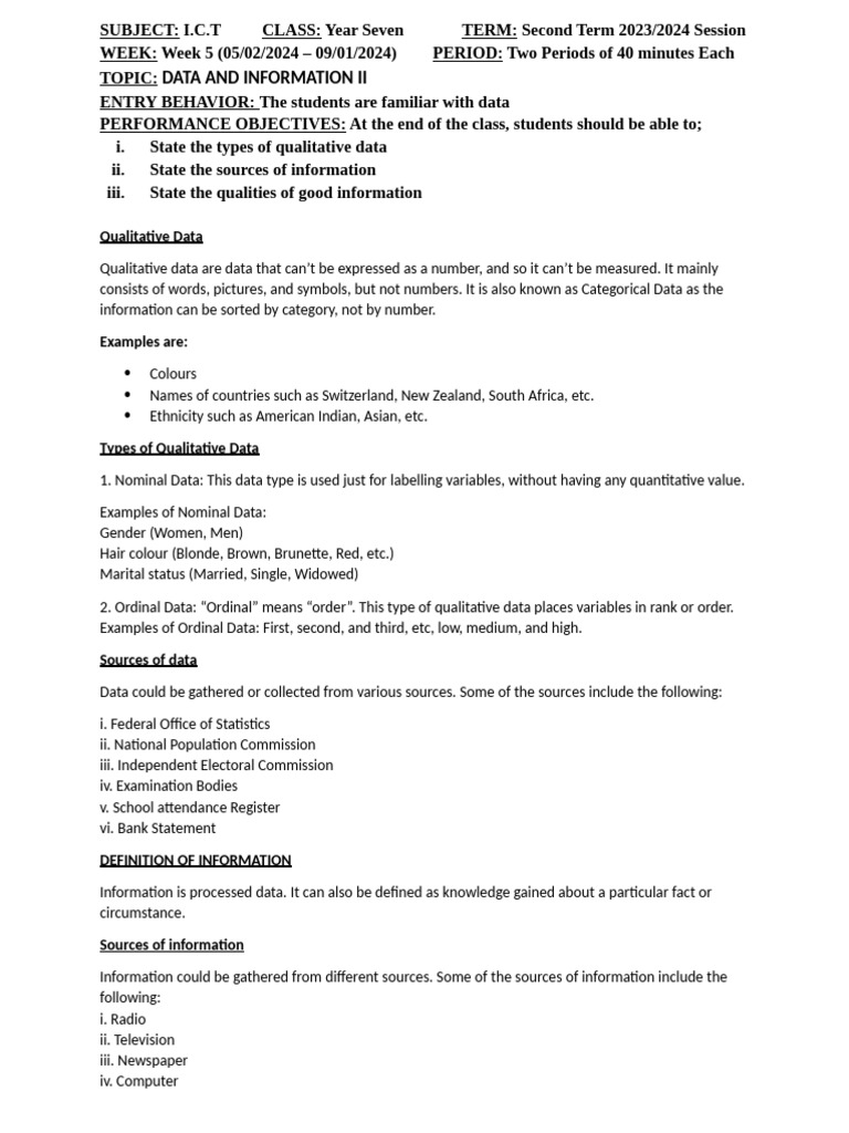 Understanding Data and Information | PDF | Level Of Measurement | Data