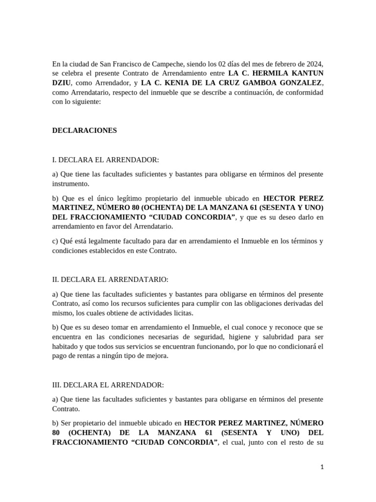 Contrato Arrendamiento | PDF | Cheque