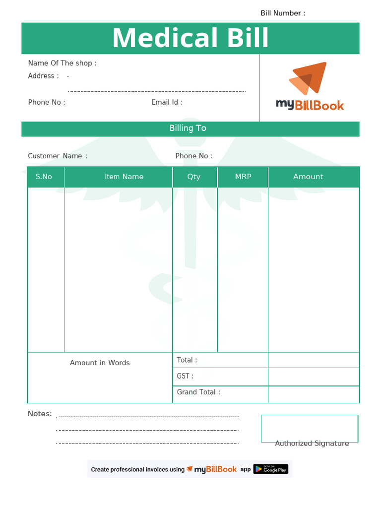 Medical Bill Format in Word | PDF