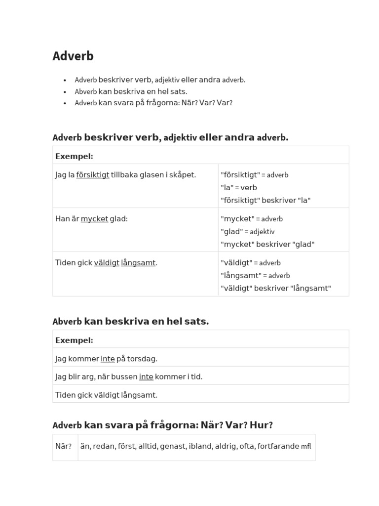Grammatik - Adverb | PDF
