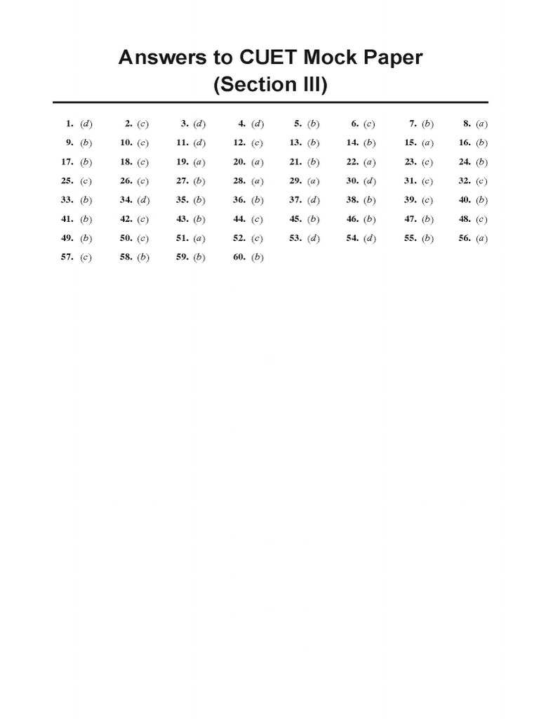 Ead Answers To Mock Paper Section III Cuet | PDF