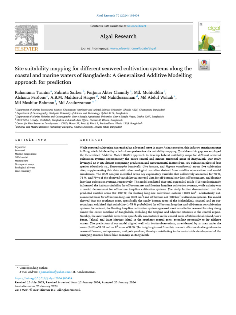 2024 - Algal Research Publication | PDF | Receiver Operating ...