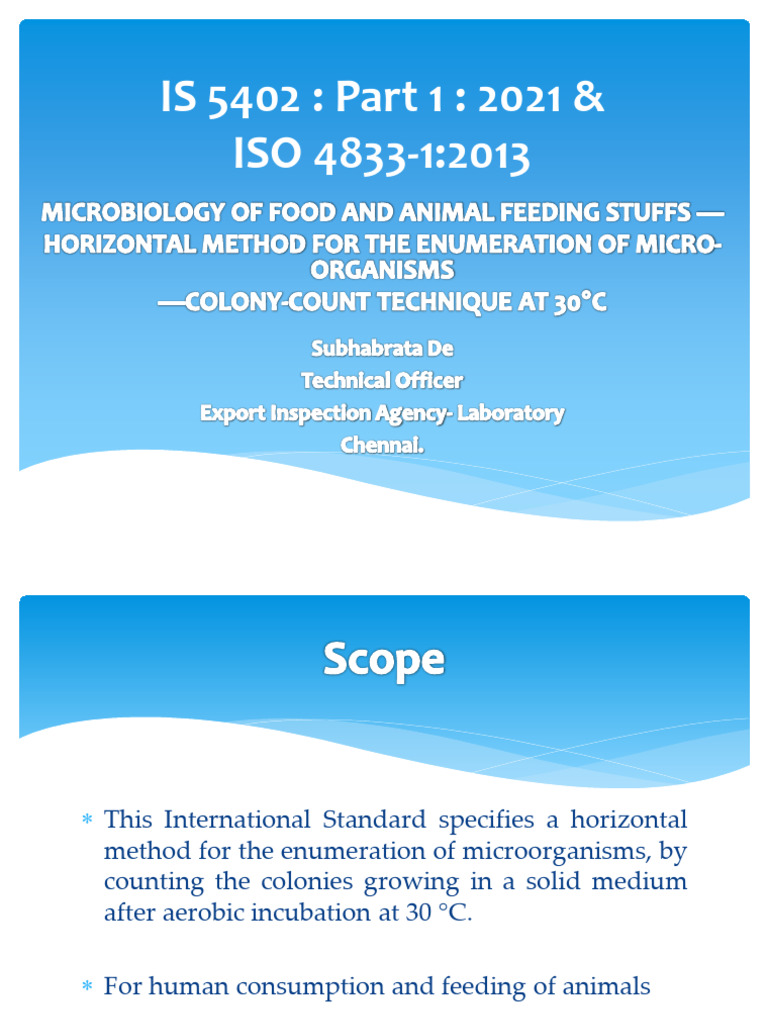 IS 5402 ISO 4833-SD - Total Plate Count | PDF | Colony Forming Unit ...