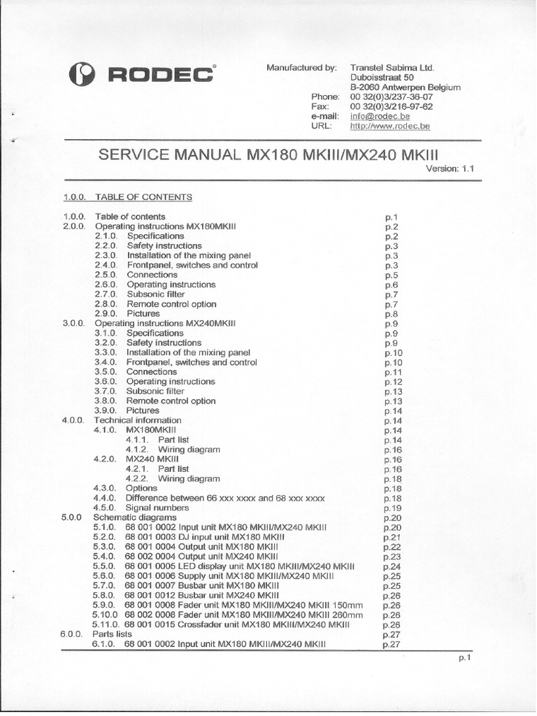 Service Manual MX180 MKIII MX240 MKIII | PDF