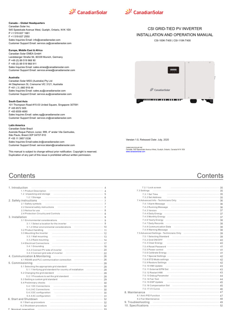 CSI IM 100 110K T400GL02-E V1.0-Jul20 EN | PDF | Electrical Connector ...