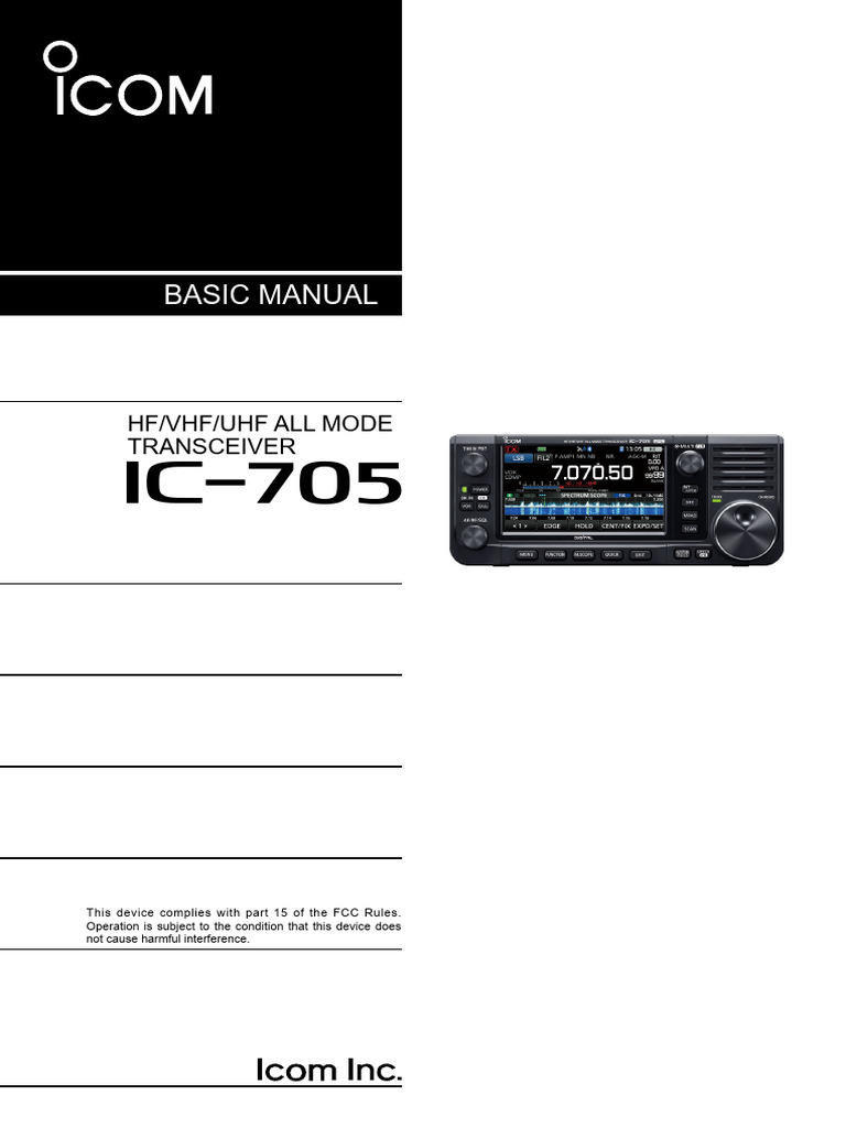 ICOM IC-705 - ENG - Basic Manual | PDF | Computer Keyboard | Radio