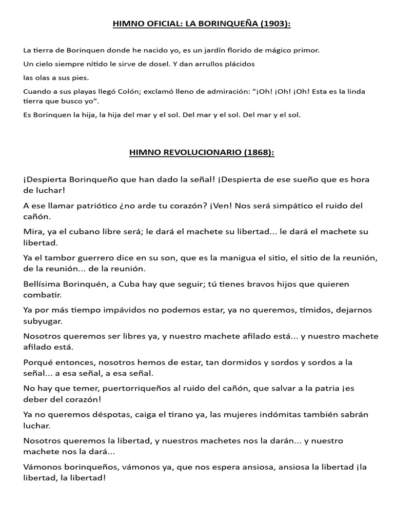 Himnos de Puerto Rico: Historia y Lucha | PDF