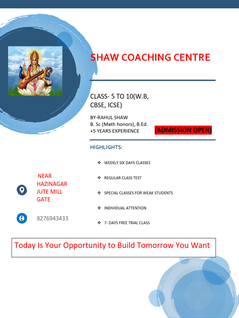 Shaw Coaching Centre: Classes 5-10 | PDF