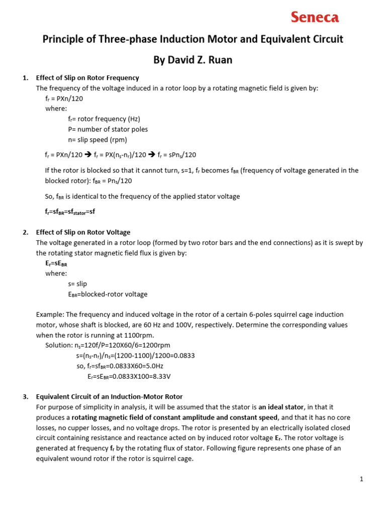 Lecture 2 3 Principles Of Three Phase Induction Motor With Ans Pdf