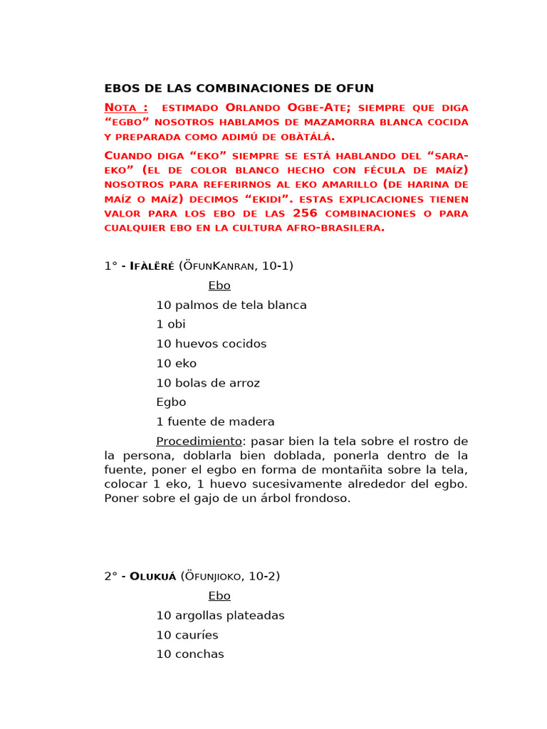 Ebos de Las Combinaciones de Ofun | PDF