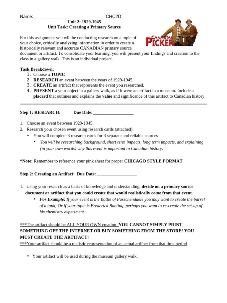 Canadian Pickers - Unit 2 - Assignment | PDF | Cognition | Learning