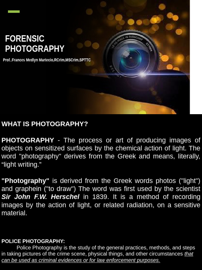 Forensic Photography Lecture | PDF | Camera | Camera Lens