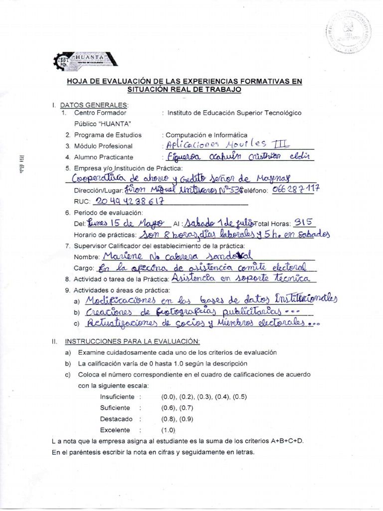 Hoja de Evaluación | PDF