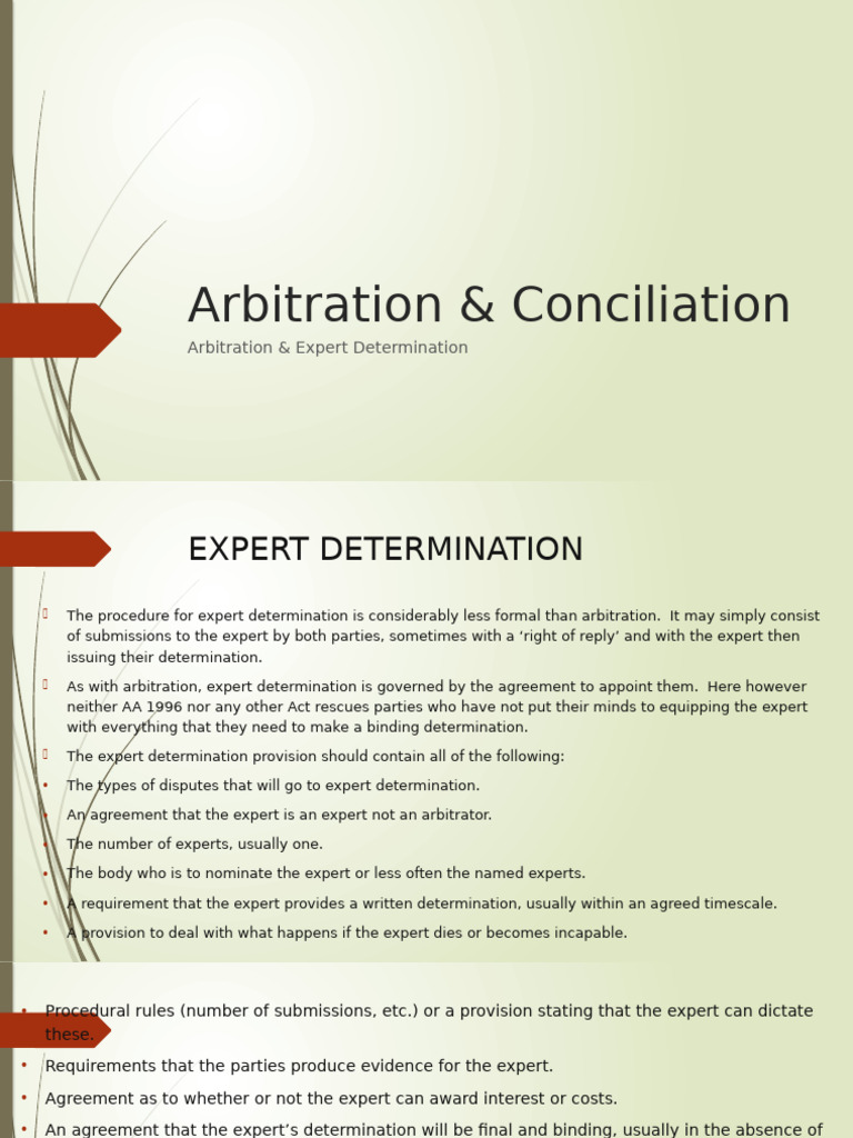 Expert Determination vs Conciliation Explained | PDF | Arbitration ...