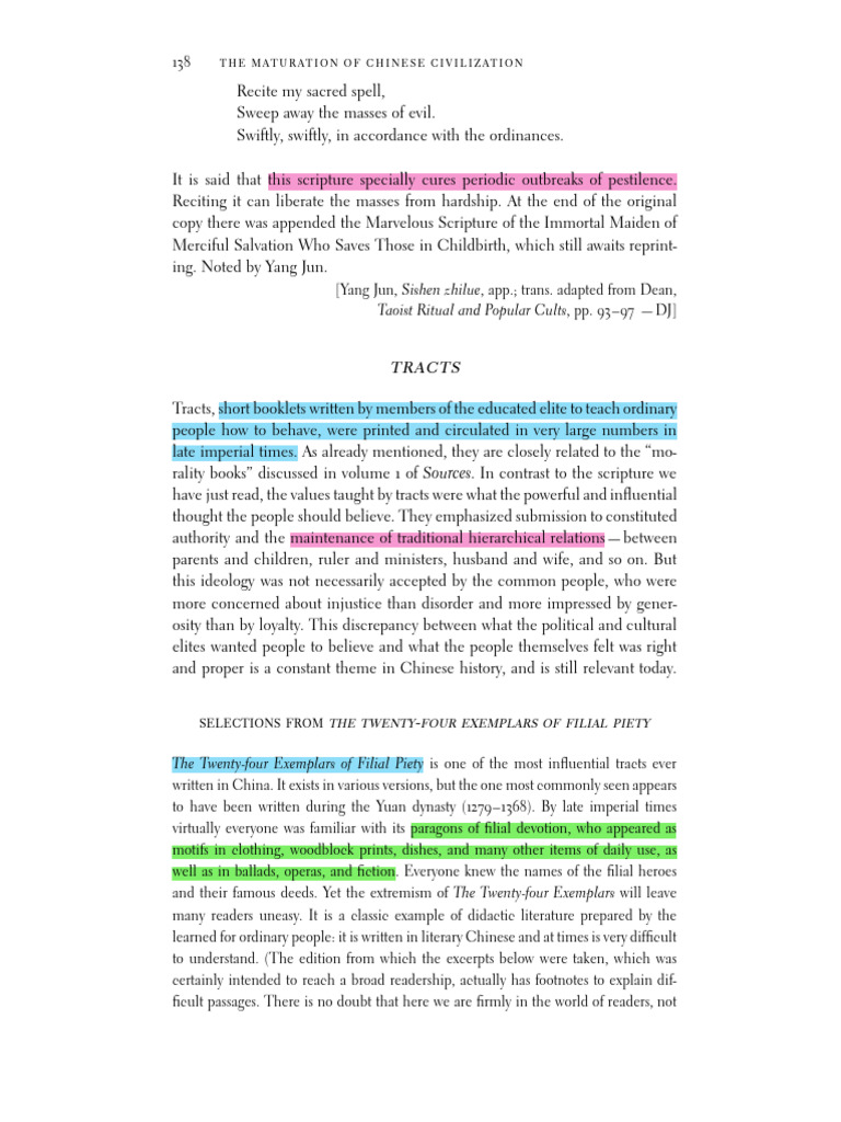 De Bary - Moral Tracts - The 24 Exemplars of Filial Piety | PDF | China ...