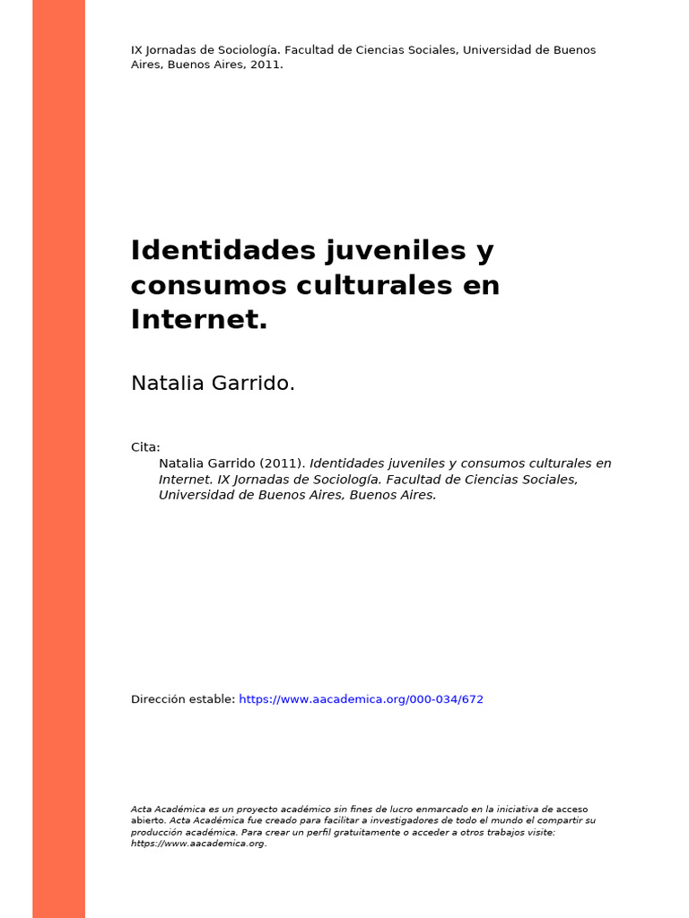 Identidades Juveniles y Consumo Online | PDF | Internet | Tecnología de ...