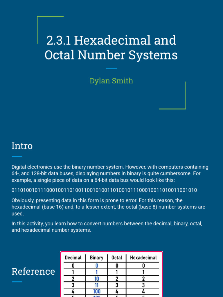 Hexadecimal and Octal Number Systems | PDF
