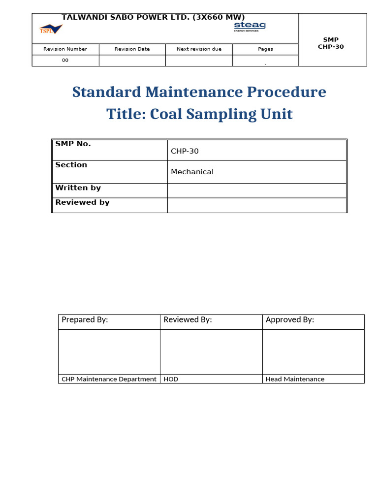SESI-TSPL-SMP30-CHP-Coal Sampling Unit | PDF | Personal Protective Equipment | Welding