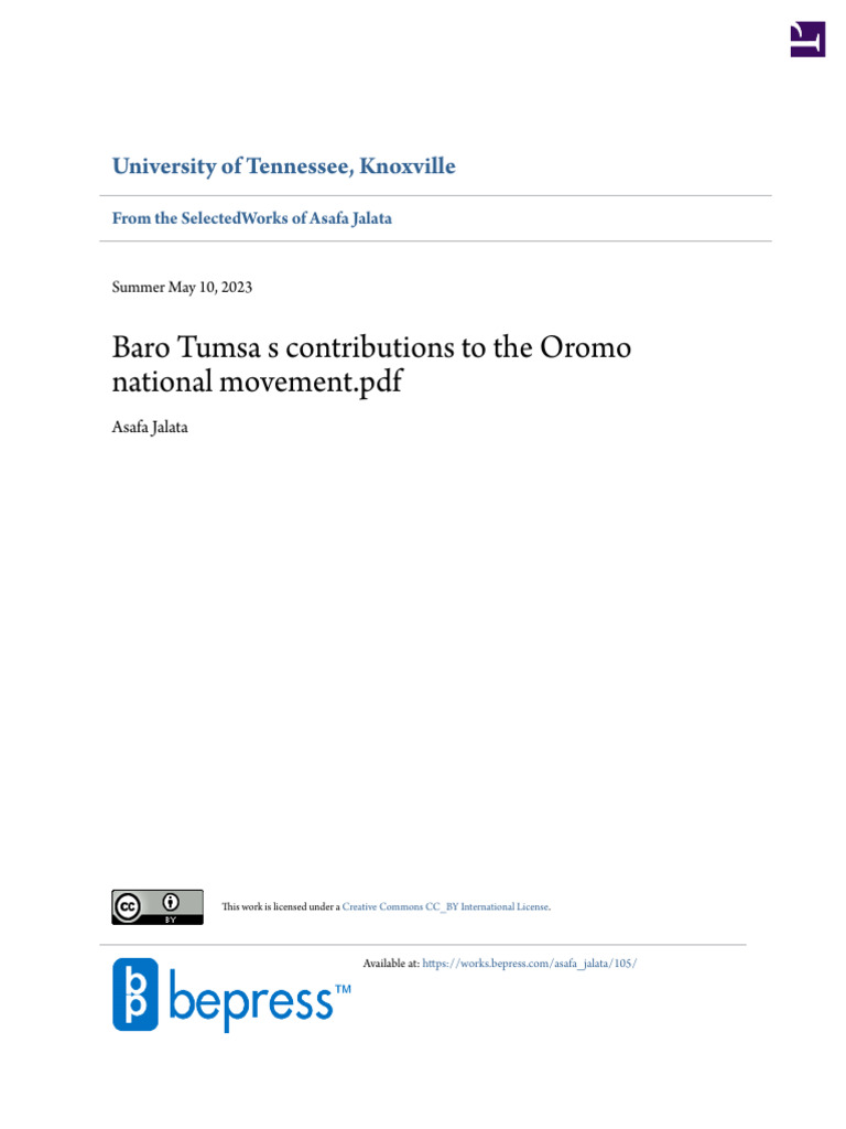 Baro Tumsa and the Oromo Movement | PDF