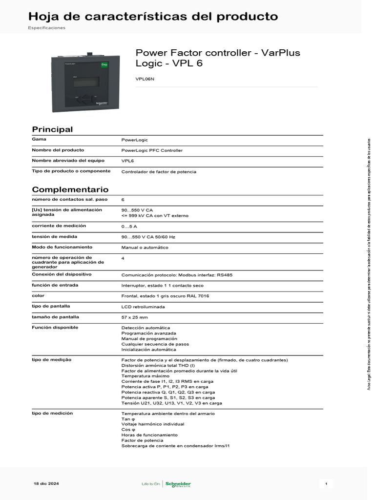 Schneider Electric PowerLogic PFC Power Factor Correction Controllers ...