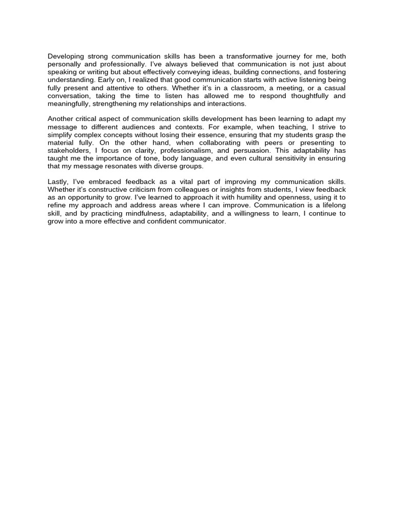 Topic 8 Communication Skills Development | PDF