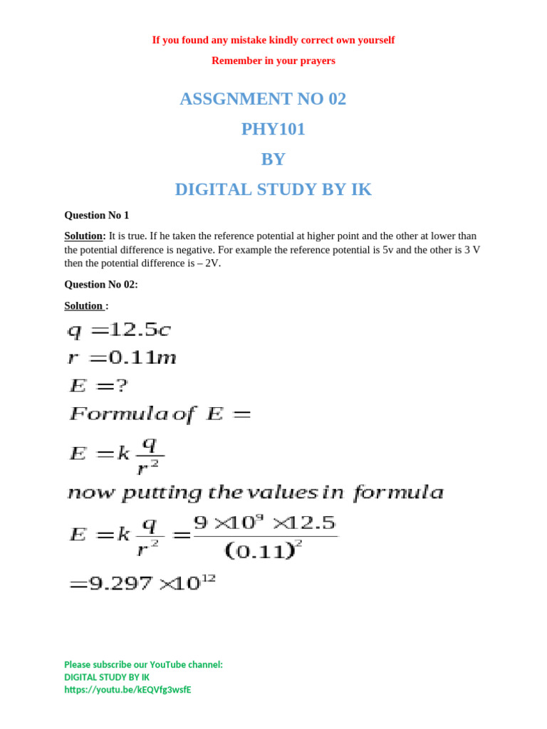 Phy101 FOR STDNTS | PDF