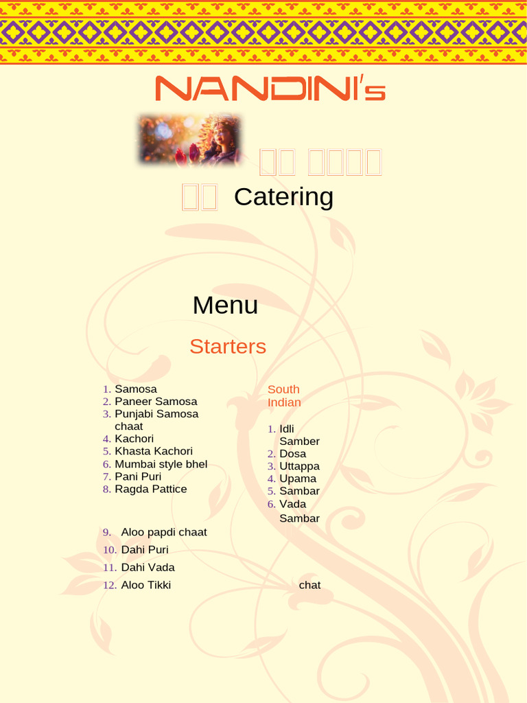 Indian Catering Menu Options | PDF | Chutney | Cuisine