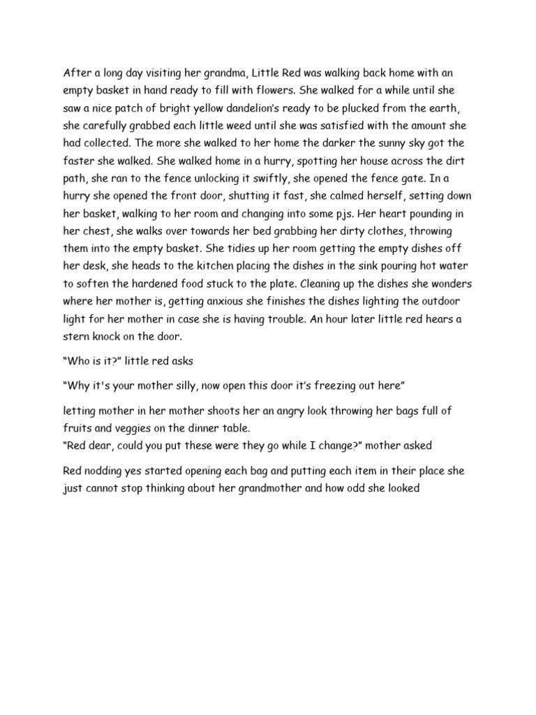 Red Riding Hood Creative Writing | PDF