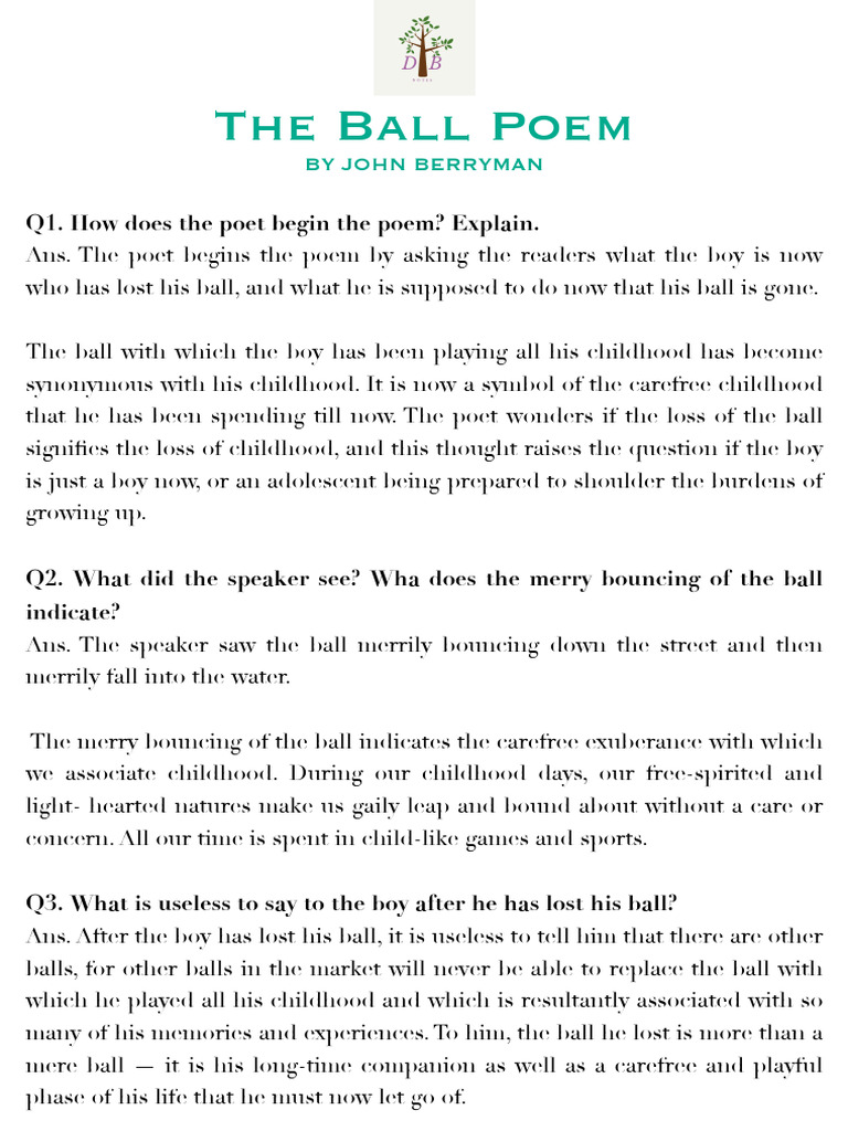The Ball Poem by John Berryman | PDF