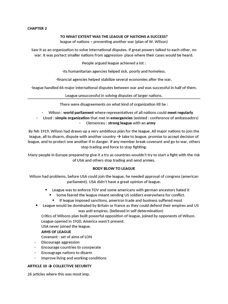 Successes and Failures of the League of Nations | PDF | Benito ...