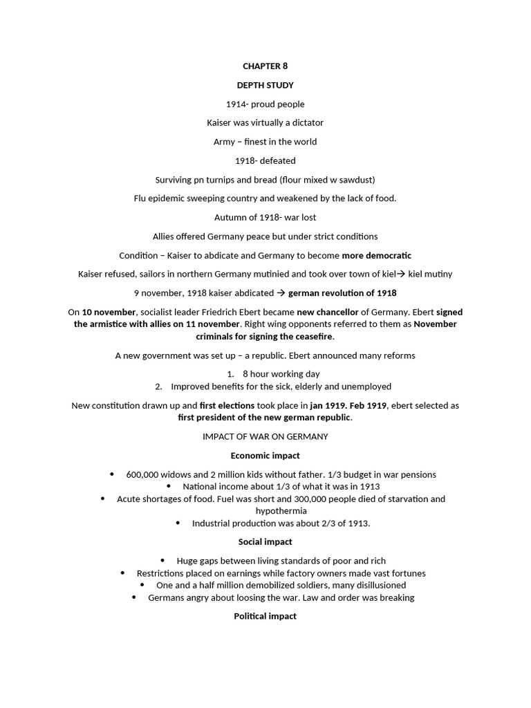 Depth Studies Igcse Germany | PDF | Weimar Republic | Nazi Germany