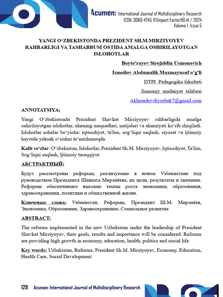 Boyto'Rayev Sirojiddin 128-136 | PDF