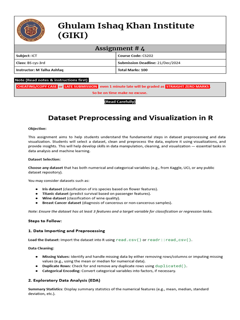 Dataset Preprocessing and Visualization in R | PDF | Categorical Variable | Statistics