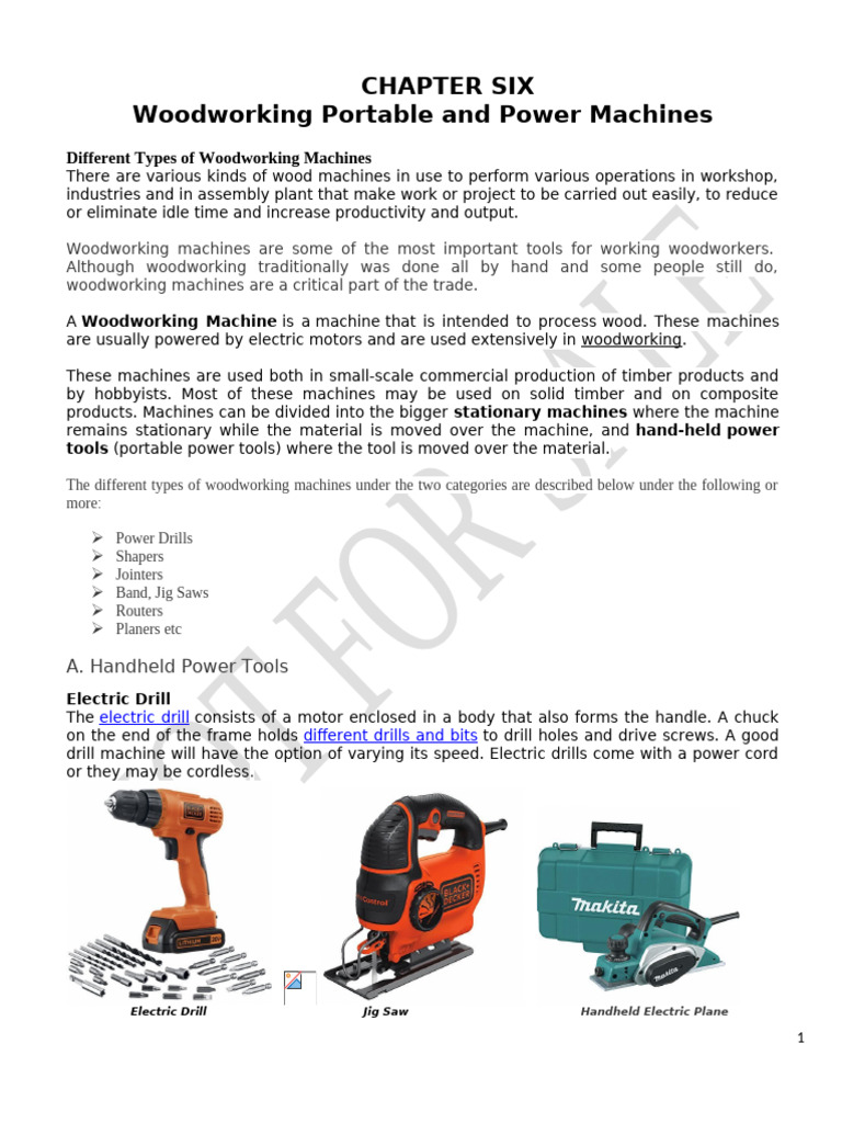 CEC 111 Woodwork Chapter Six | PDF | Machines | Metalworking