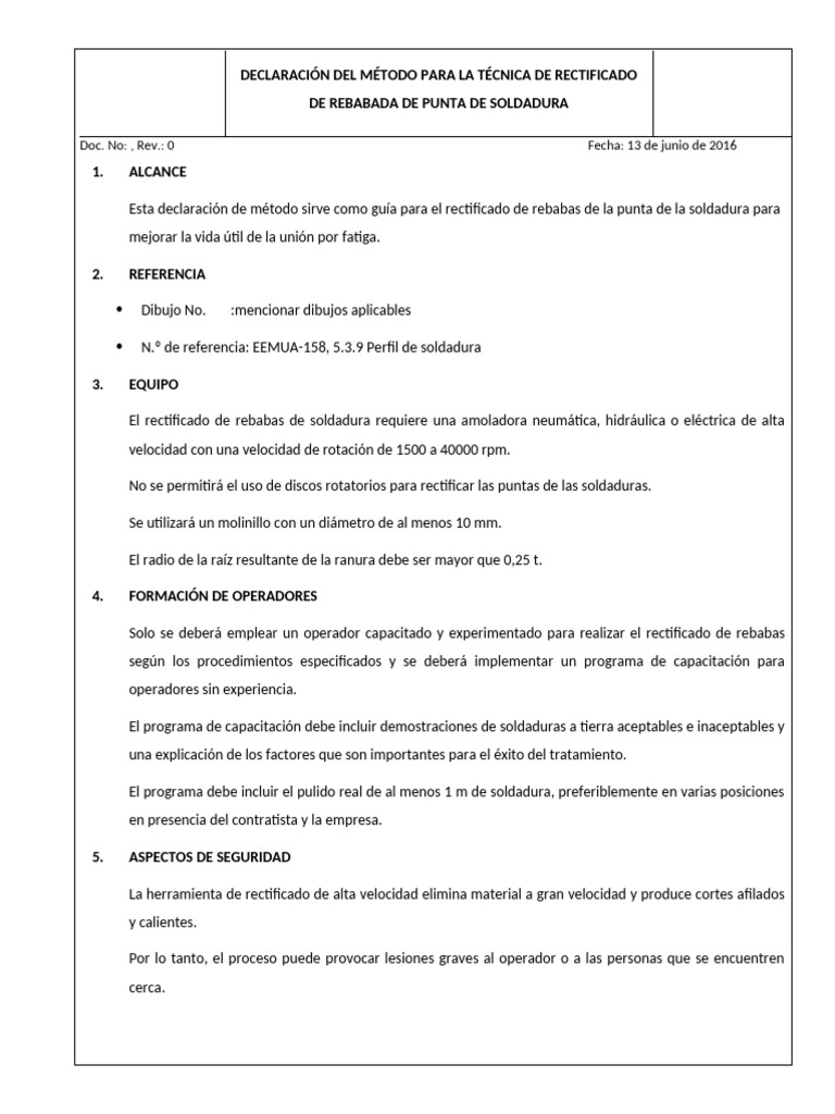 Rectificado de Rebabas de Soldadura | PDF | Soldadura | Construcción