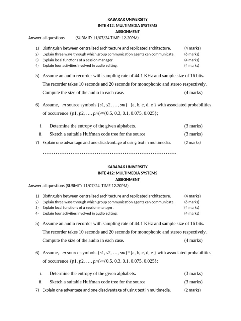 Inte 412 Assignment | PDF | Telecommunications Engineering | Digital Technology