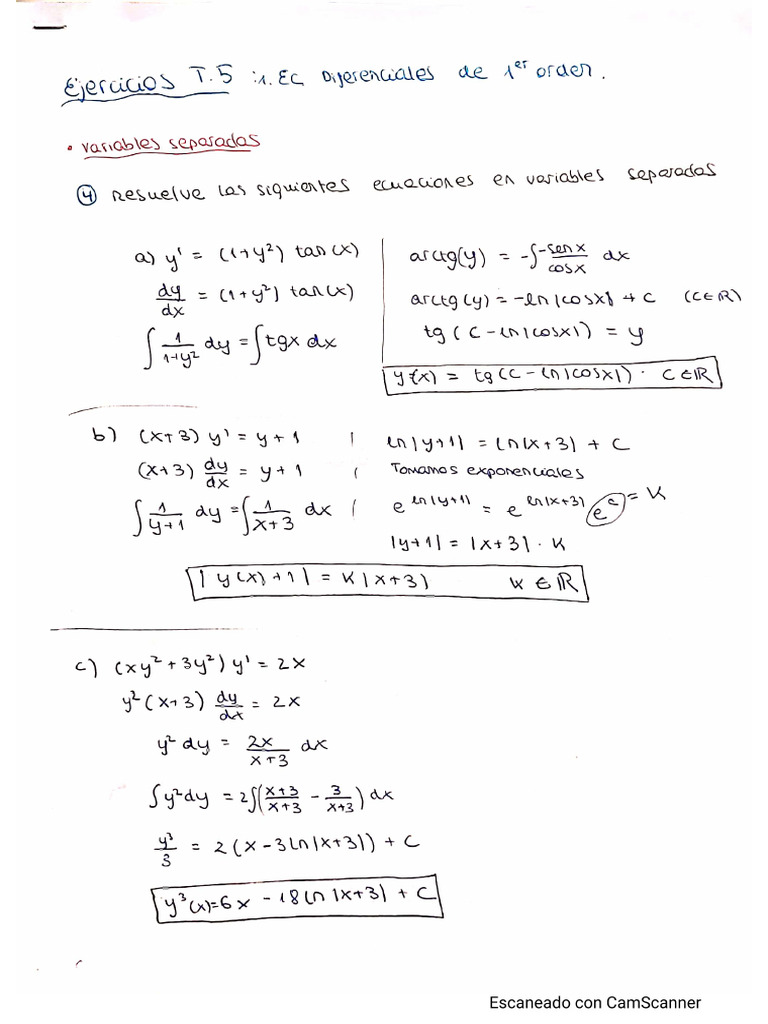 Ejercicios Mate1 T5 | PDF