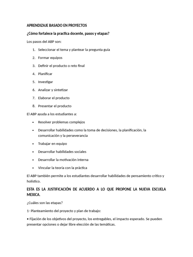 Aprendizaje Basado en Proyectos | PDF
