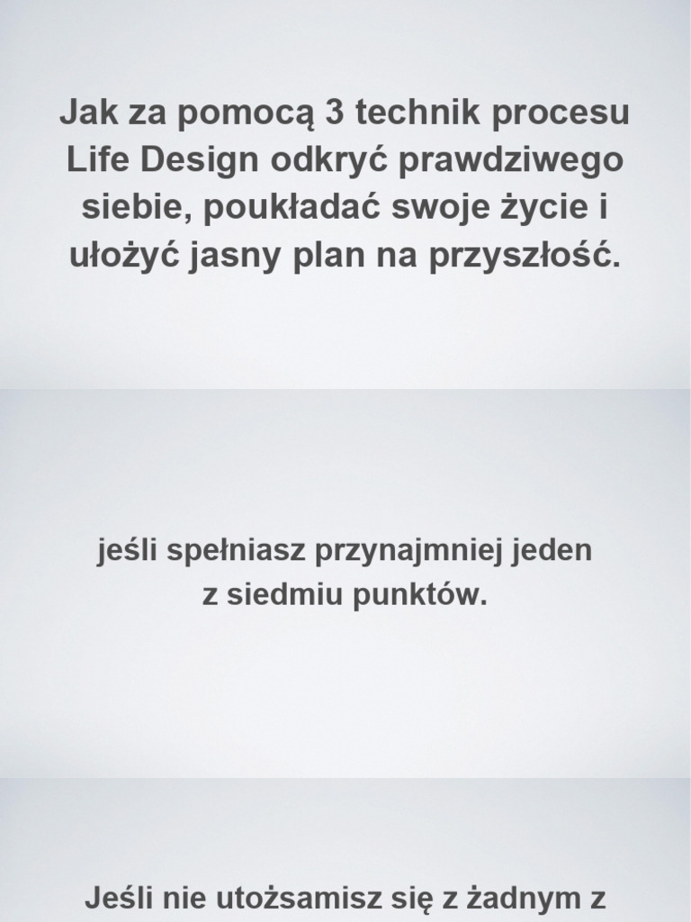 Metoda+Life+Design+ +slajdy | PDF