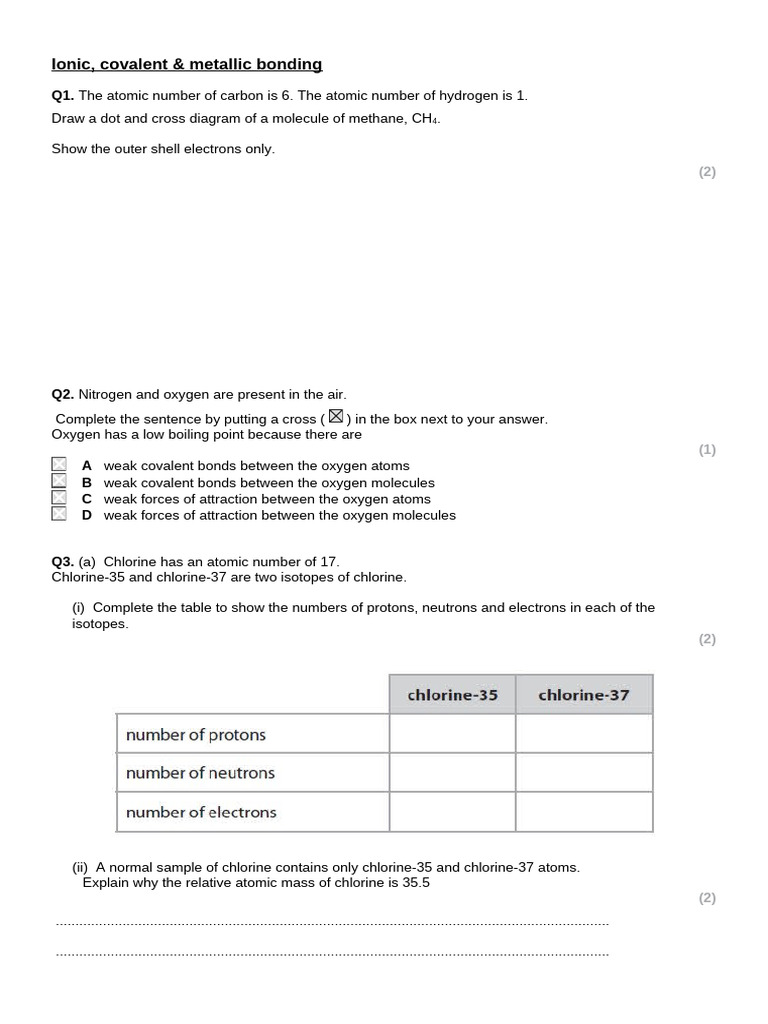 Bonding - Ionic, Covalent & Metallic | PDF | Chemical Bond | Chloride