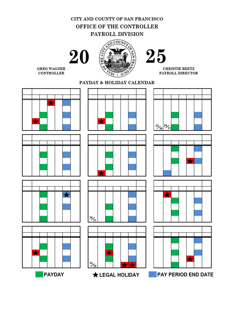SF Payroll Holiday Calendar 2025 | PDF