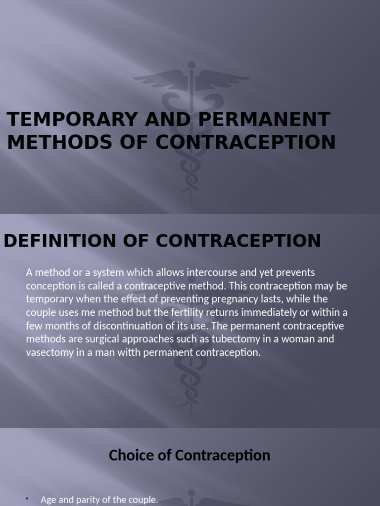 Temporary and Permanent Contraceptive Methods | PDF | Birth Control ...