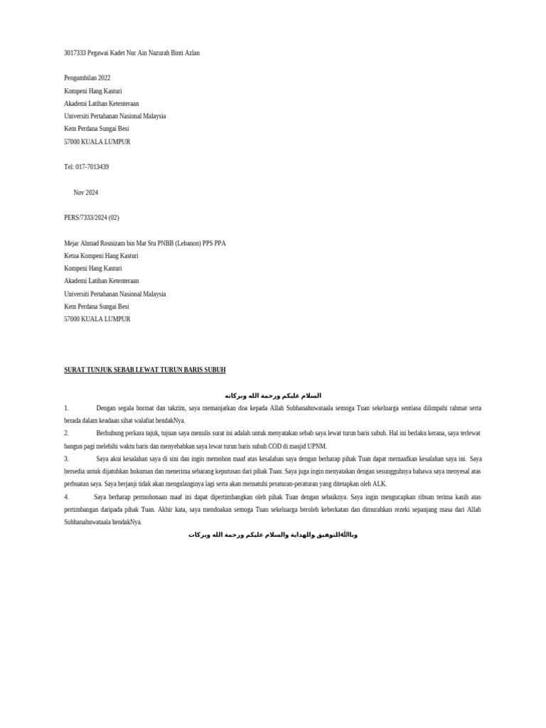 Surat Tunjuk Sebab Cod | PDF