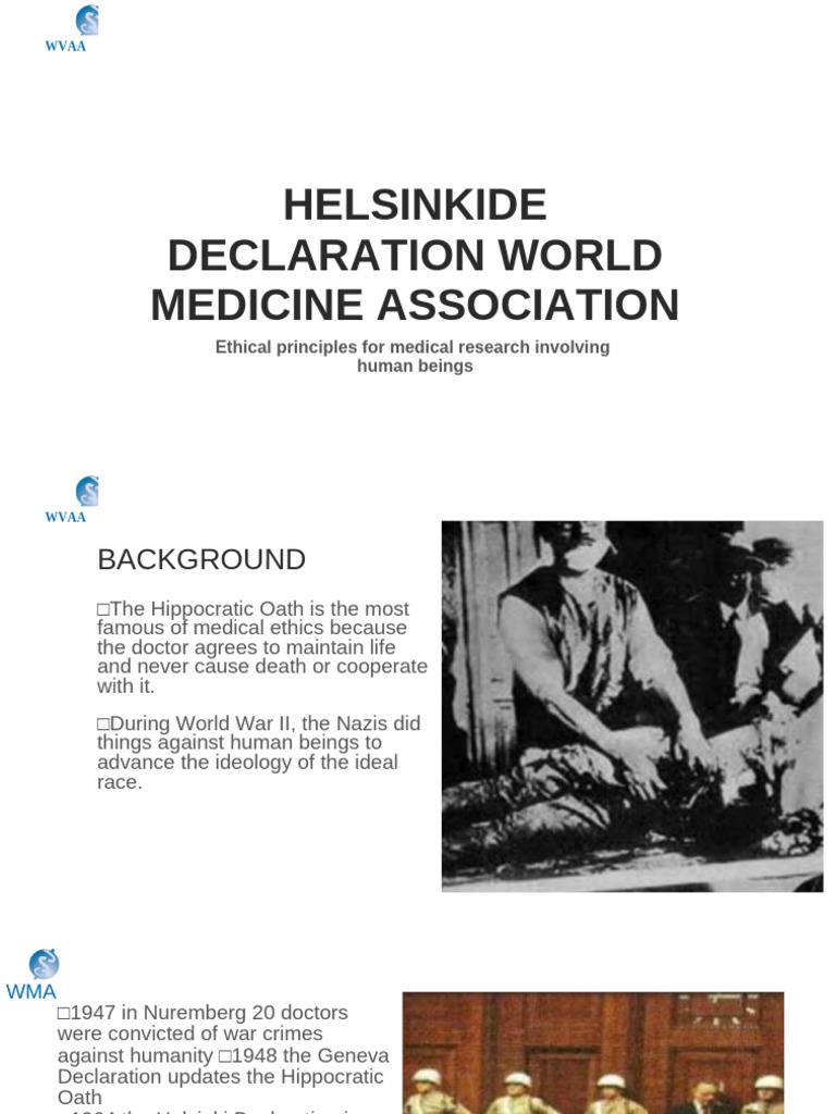 Declaration of Helsinki of The World Medical Association | PDF ...