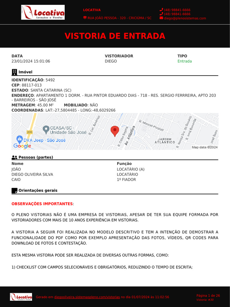 Vistoria de Entrada: Imóvel em SC | PDF | Tinta | Chuveiro