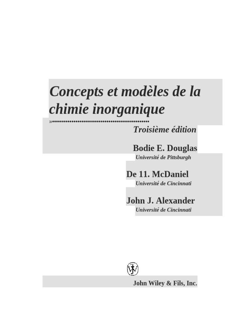 Concepts Et Modèles de Chimie Inorganique Douglas | PDF | Chimie ...