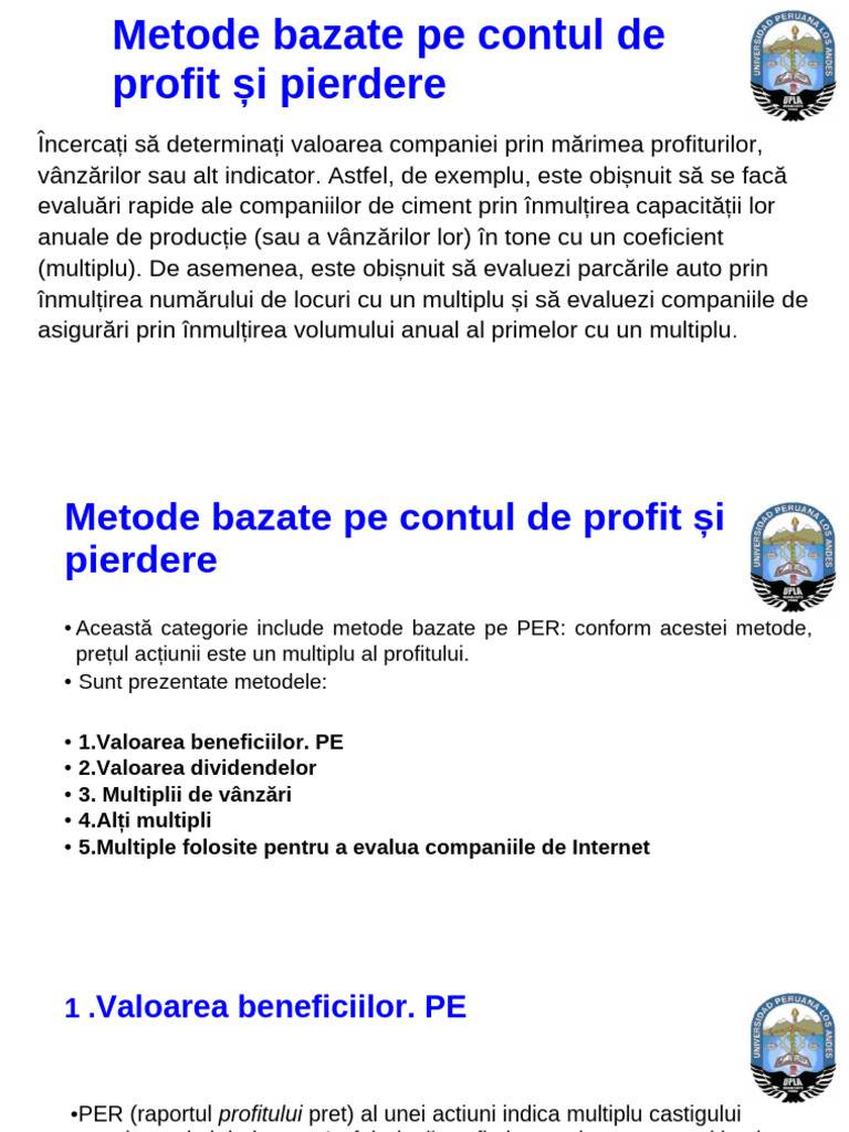 Metode Bazate Pe Contul de Rezultate | PDF